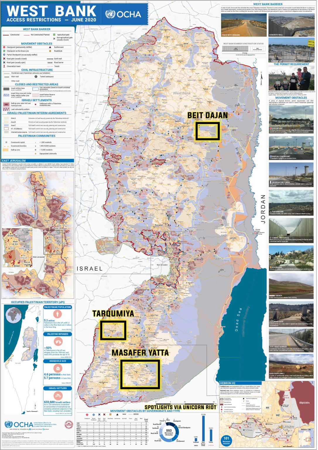 West Bank Map OCHA June 2020 _ Spotlight on Beit Dajan-Tarqumiya ...