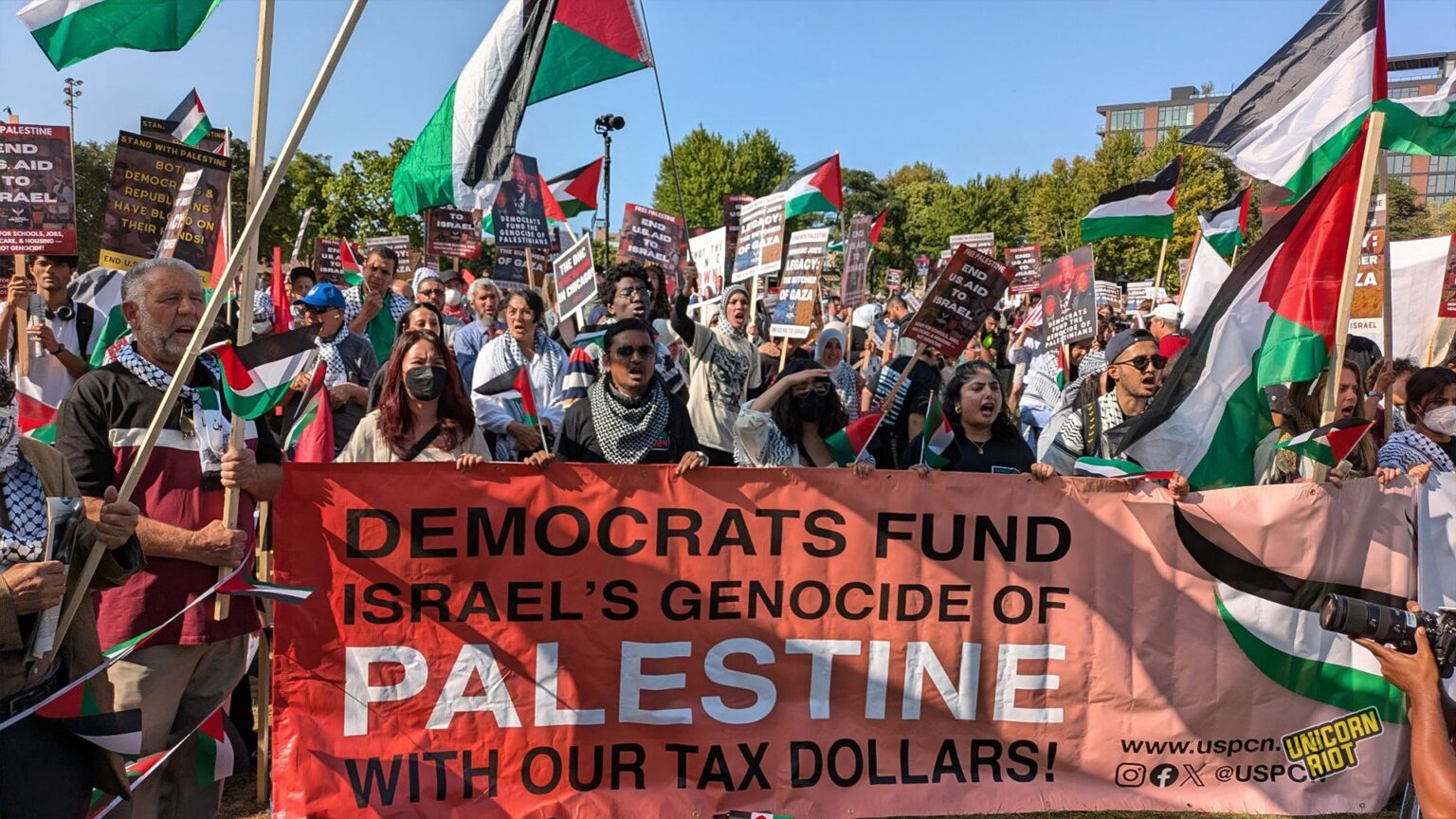 March for Palestine on Day 3 of the DNC - UNICORN RIOT
